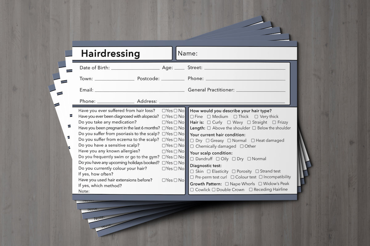 Hairdressing Client Card Premium Paper - GDPR Compliant – Beauty Stationery