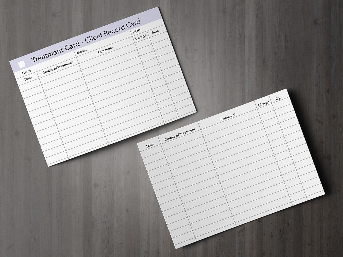 Treatment Additional Client Card – Beauty Stationery